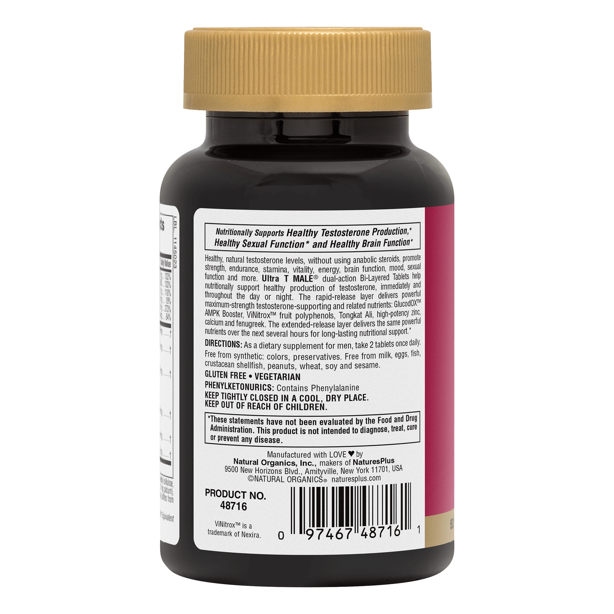 Ultra T MALE® Extended Release Bi-Layer Tablets - NaturesPlus